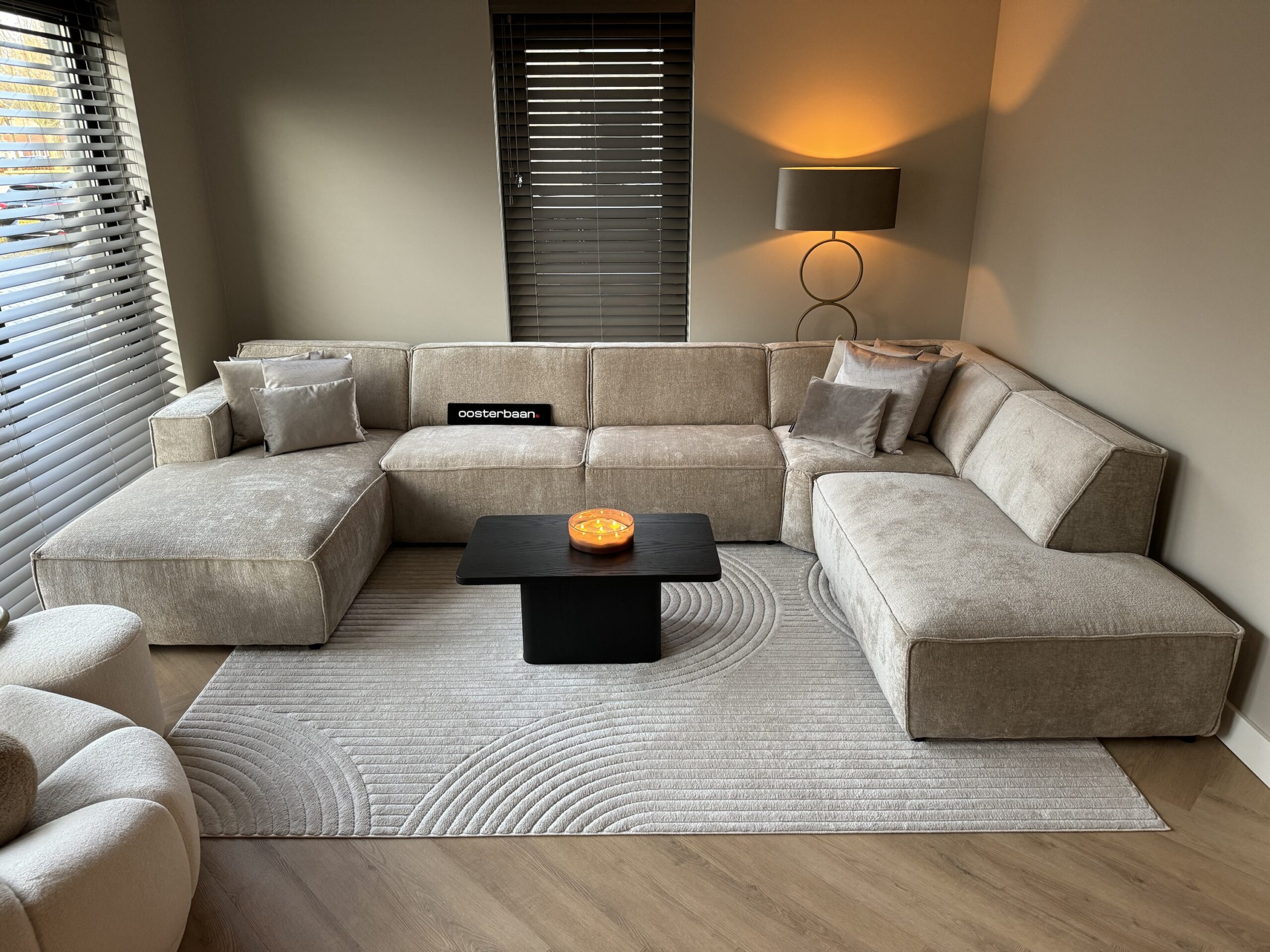 Luxe Teddy Velvet U-bank Richard 190x390x240cm Beige Sand Khaki - NIEUW ...